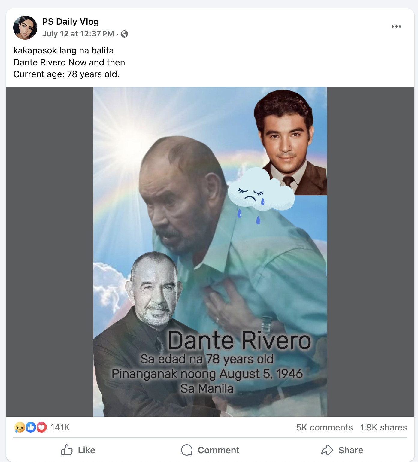 'Batang Quiapo' debunks Dante Rivero's fake death news - Latest Chika