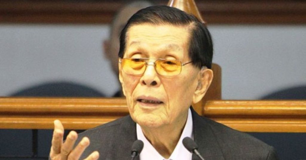 Juan Ponce Enrile reportedly in critical condition due to pneumonia ...